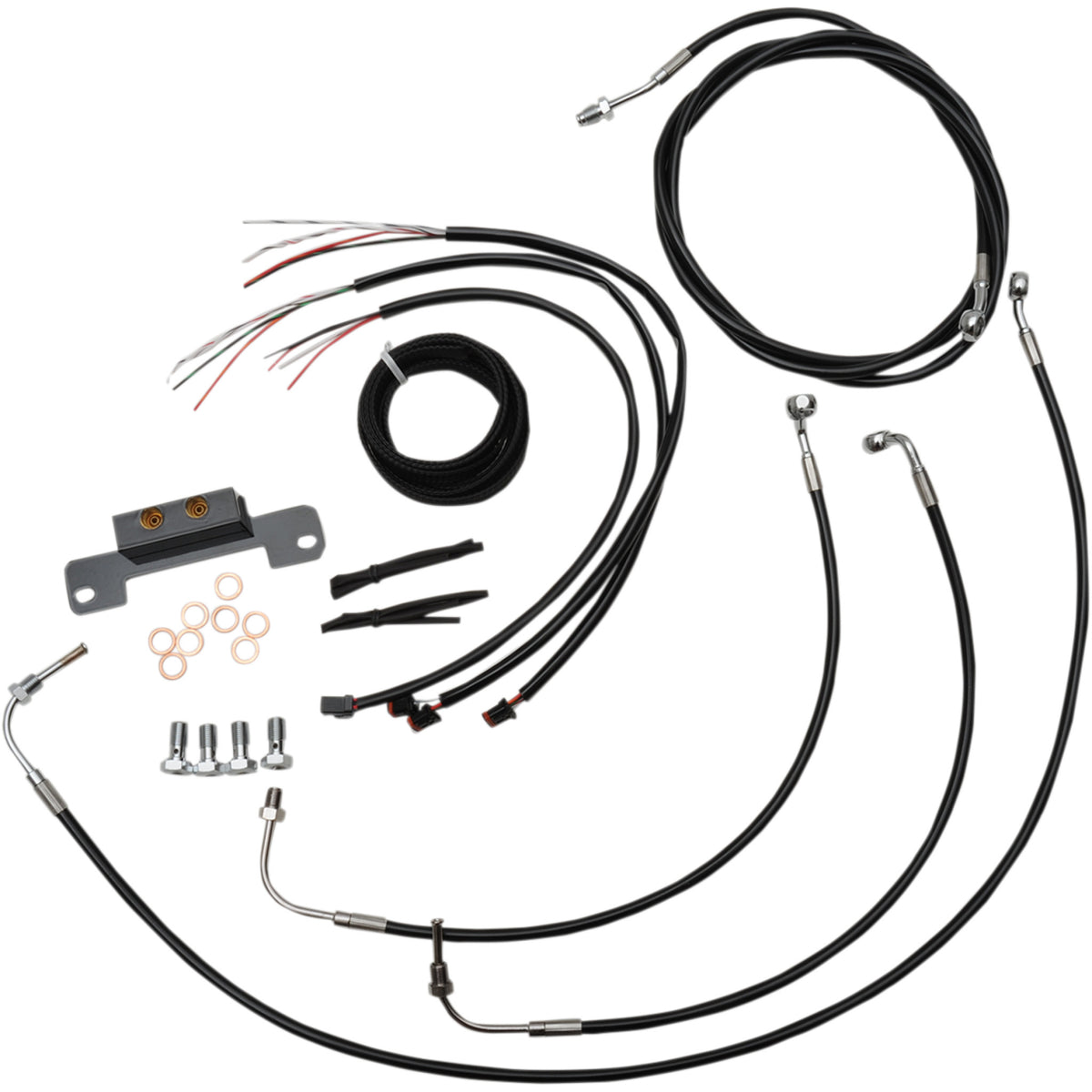 LA CHOPPERS 0662-0211 LA-8055KT2-13B Complete Black Vinyl Braided Hand ...