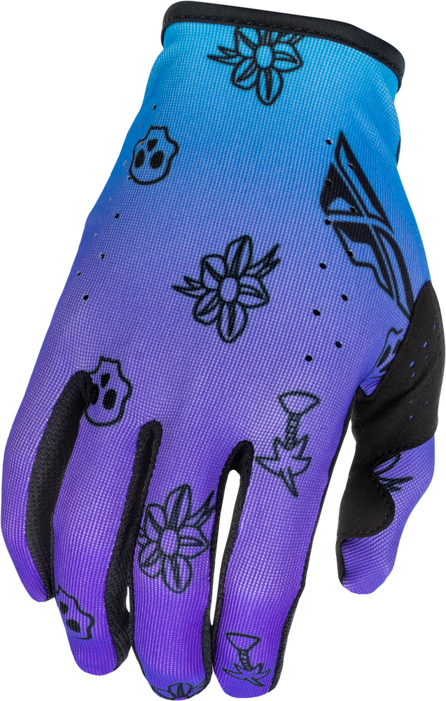 Fly Racing 379-715YL 379-715YL YOUTH LITE OUTLINE GLOVES PURPLE/BLUE/BLACK YL - SpazCycle