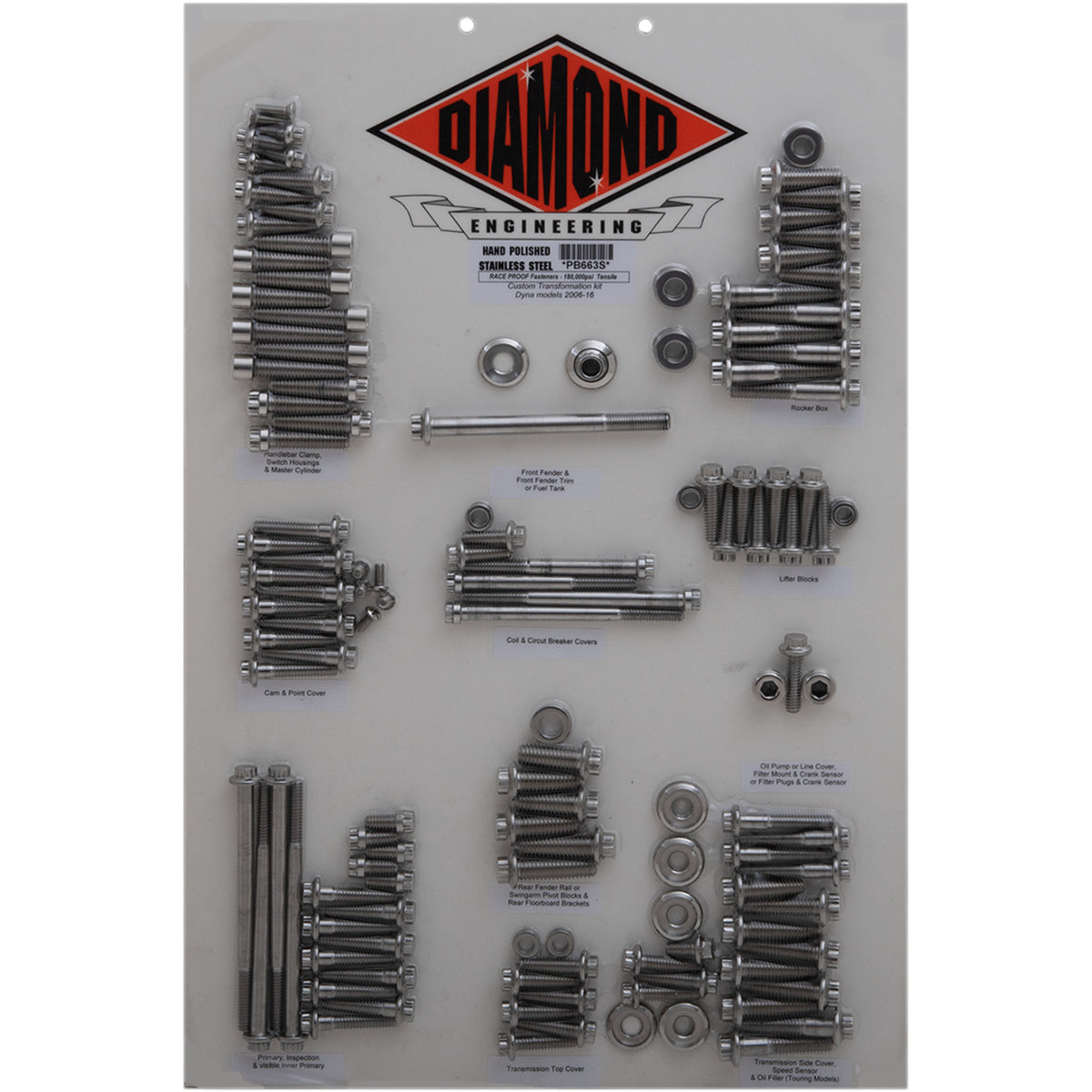 DIAMOND ENGINEERING 2401-1061 PB663S Custom Transformation Fastener Ki ...