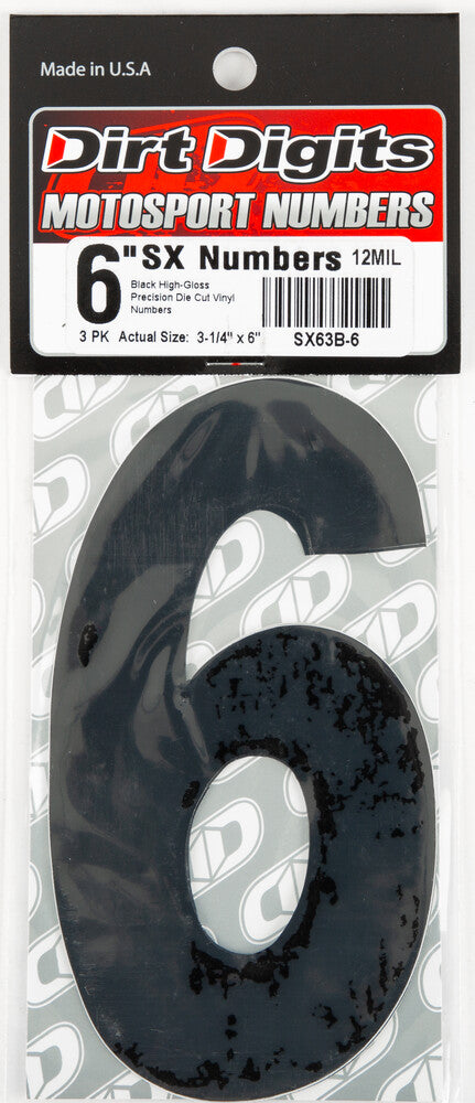 Dirt Digits 09-6516 SX63B-6 Super X Competition Stick-on Numbers ...