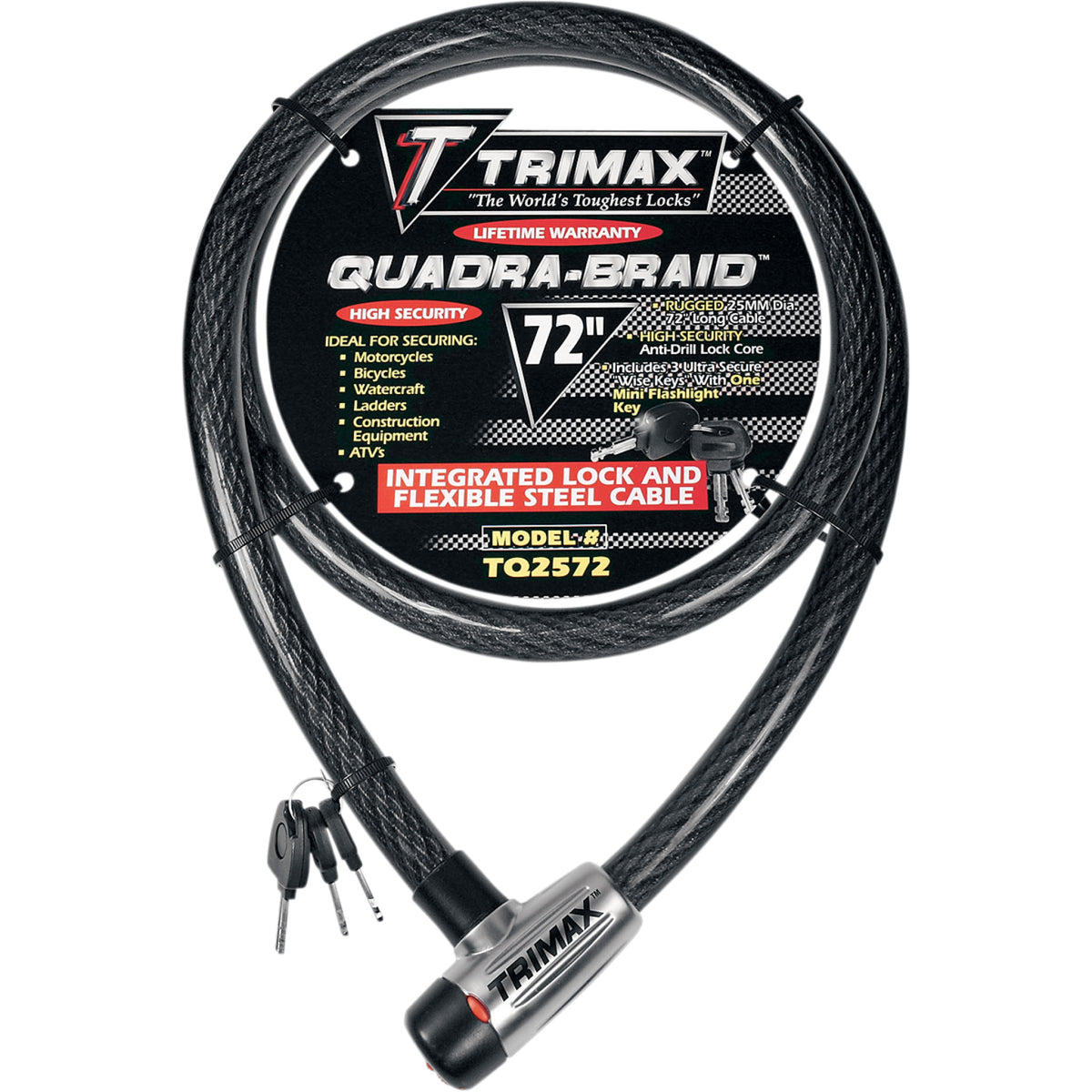 TRIMAX 4010-0074 TQ2572 Multi-Use Cable Lock Quad Braid Lock - 72 ...