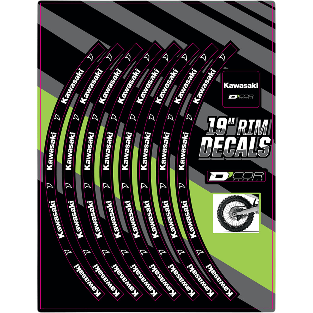 D'COR VISUALS 4320-2357 40-80-201 Rim Decal kawasaki logo - 19" rear ...