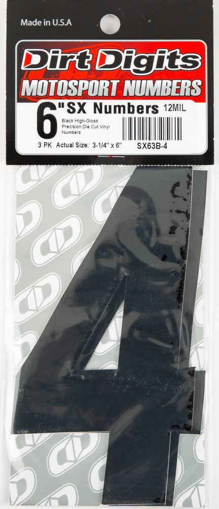 Dirt Digits 09-6514 SX63B-4 Super X Competition Stick-on Numbers ...