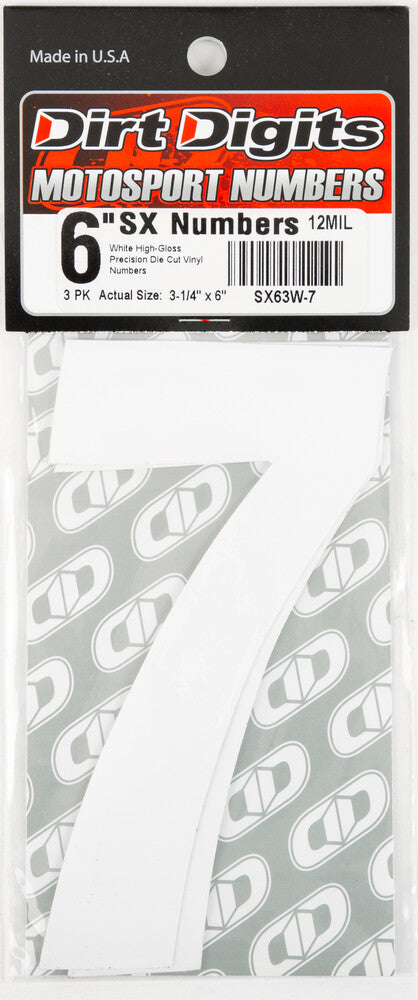 Dirt Digits 09-6507 SX63W-7 Super X Competition Stick-on Numbers ...