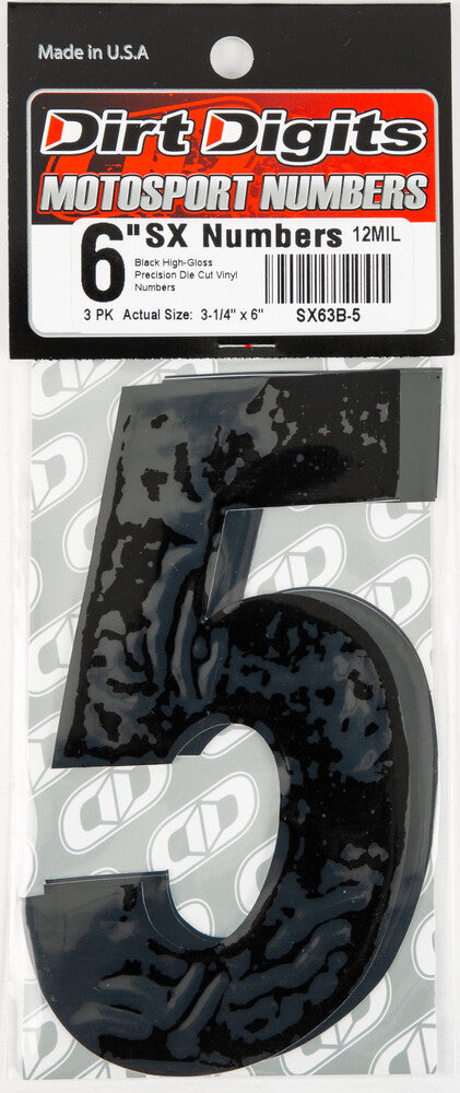 Dirt Digits 09-6515 SX63B-5 Super X Competition Stick-on Numbers ...
